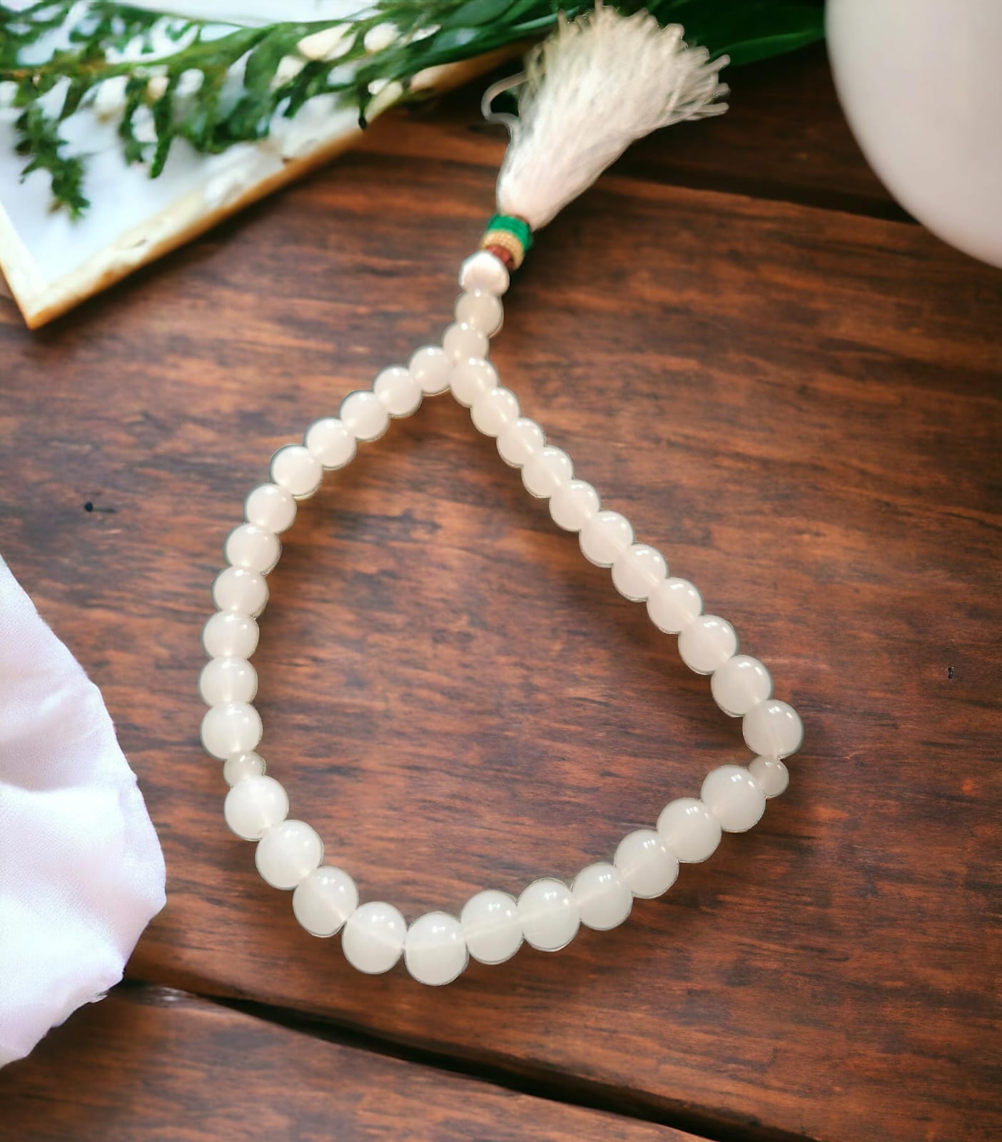 Premium White Stone Tasbeeh 33 Beads